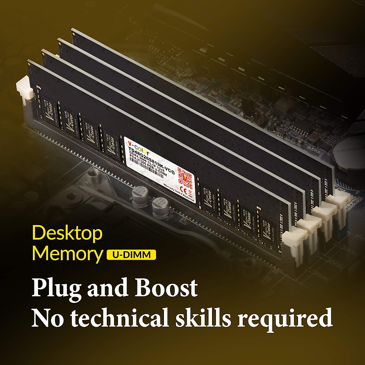 V-Color DDR4 8GB (8GBx1) 2666MHz (PC4-21300) CL19 Standard Desktop Computer PC Ram Memory Module Non ECC Unbuffered DIMM 1.2V(TD48G26S819-VC)