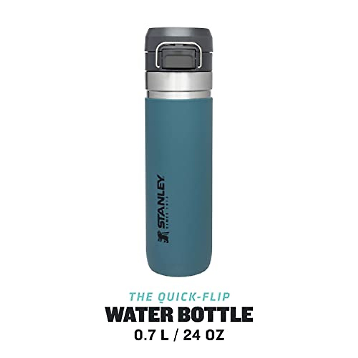 Stanley Quick Flip Stainless Steel Water Bottle .71L / 24OZ Lagoon – Leakproof Insulated Water Bottle - Push Button Locking Lid - BPA-Free Thermos Flask - Cup Holder Compatible - Dishwasher Safe