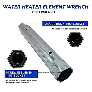 EWH-05 Electric Water Heater Tune-Up Kit, Includes Two 4500W 240V Water Heater Elements, Upper Thermostat, Lower Thermostat, Two Protective Covers, Two Elements Gaskets, Quick Change Tool, Two Wrench
