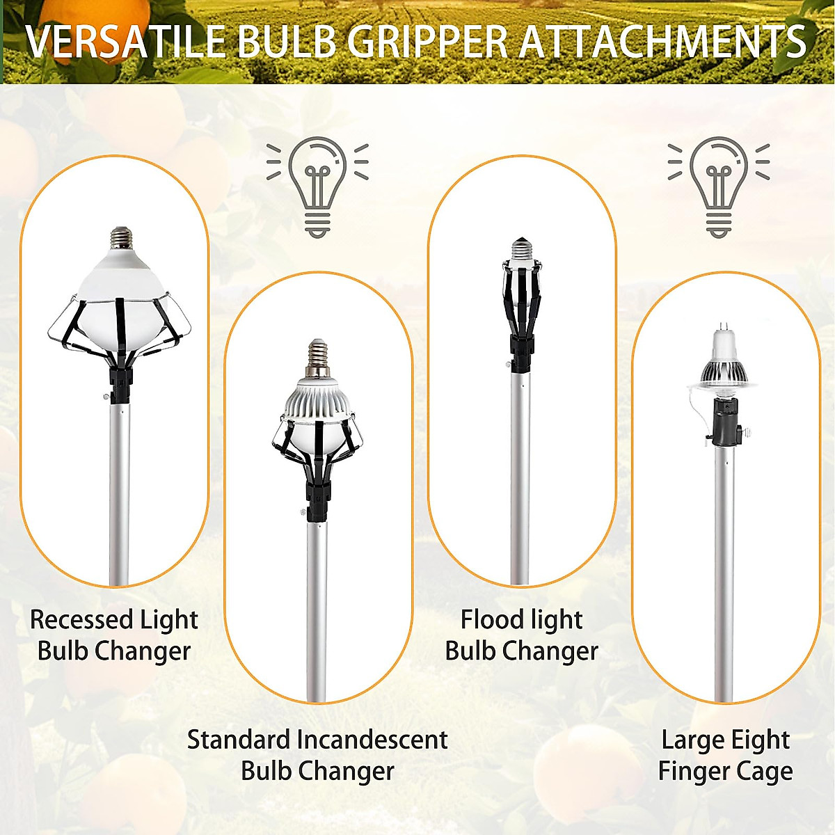 Qivine Light Bulb Changer for High Ceilings, 13ft Light Bulb Extension Pole Changer Attachments, Light Bulb Suction Cup Removal Tool Broken Bulb Extractor for Home Ceiling