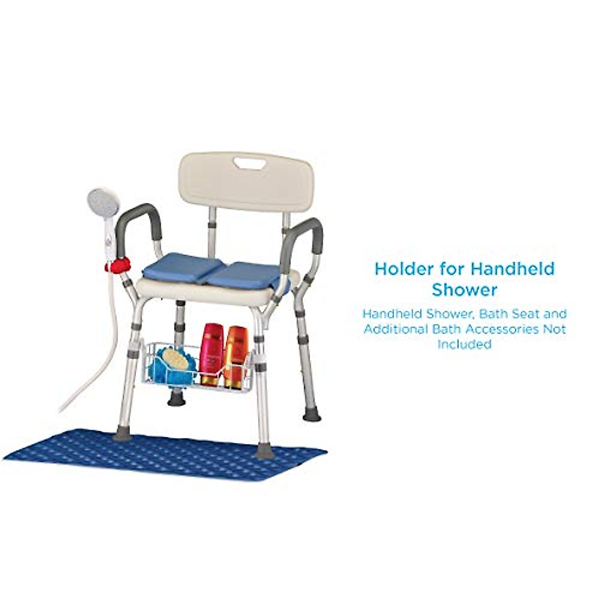 NOVA Medical Products Hand Held Shower Holder Attachment for Bath Seat, Transfer Bench, Bath Stool, Shower Commode, Universal Fit, red