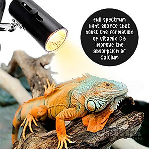 Wagooly Reptile Heat Lamp Fixture - Reptile Heater Turtle Lamp W/ Heat Bulb, Temperature Switch Reptile Basking Light, Heat Light for Gecko Bearded Dragon Terrarium & Aquarium - Heat Clamp Lamp (25)