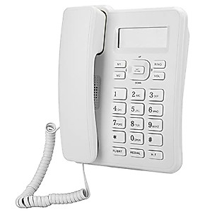 Eboxer Corded Telephone, Large Button Business Landline Phone, DTMF FSK Dual System, with LCD Screen Display, 16 Ringtones, for Household Hotel Domestic Home Office, White