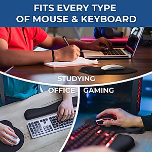 Everlasting Comfort Mouse Pad with Wrist Support - Includes Keyboard Wrist Rest - Ergonomic Memory Foam Desk Cushion for Carpal Tunnel - Computer, Laptop, Typing and Gaming Accessories