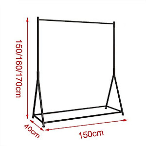 Free Standing Clothes Rail,Iron Simple Hanging Carboot Display Rail,Shelf Clothing Store Durable, Wear/Black / 150×150×40cm