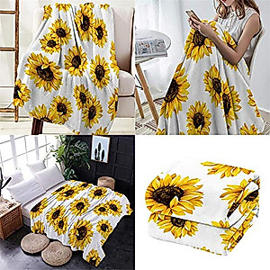 FUSURIRE Sunflower Quote Print Bed Throw Blanket Yellow Black Flannel Fleece Blanket for Bed Sofa Couch Living Room Soft Blanket, She’s Sunshine Mixed with Hurricane