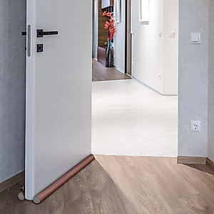 2PCS Under Door Draft Stopper,Twin Door Draft Blocker Weather Stripping Noise Cold Air Blocker Window,Washable,Dust Proof,Removable,Adjustable Door Sweeps 38"(Brown)