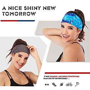 IUGA Headbands for Women, Non-Slip Workout Sweatbands for Running, Sports, Biking, Yoga Headbands for Women, Bike Helmet Friendly Hairbands,Ultra Stretch, 6 Pack