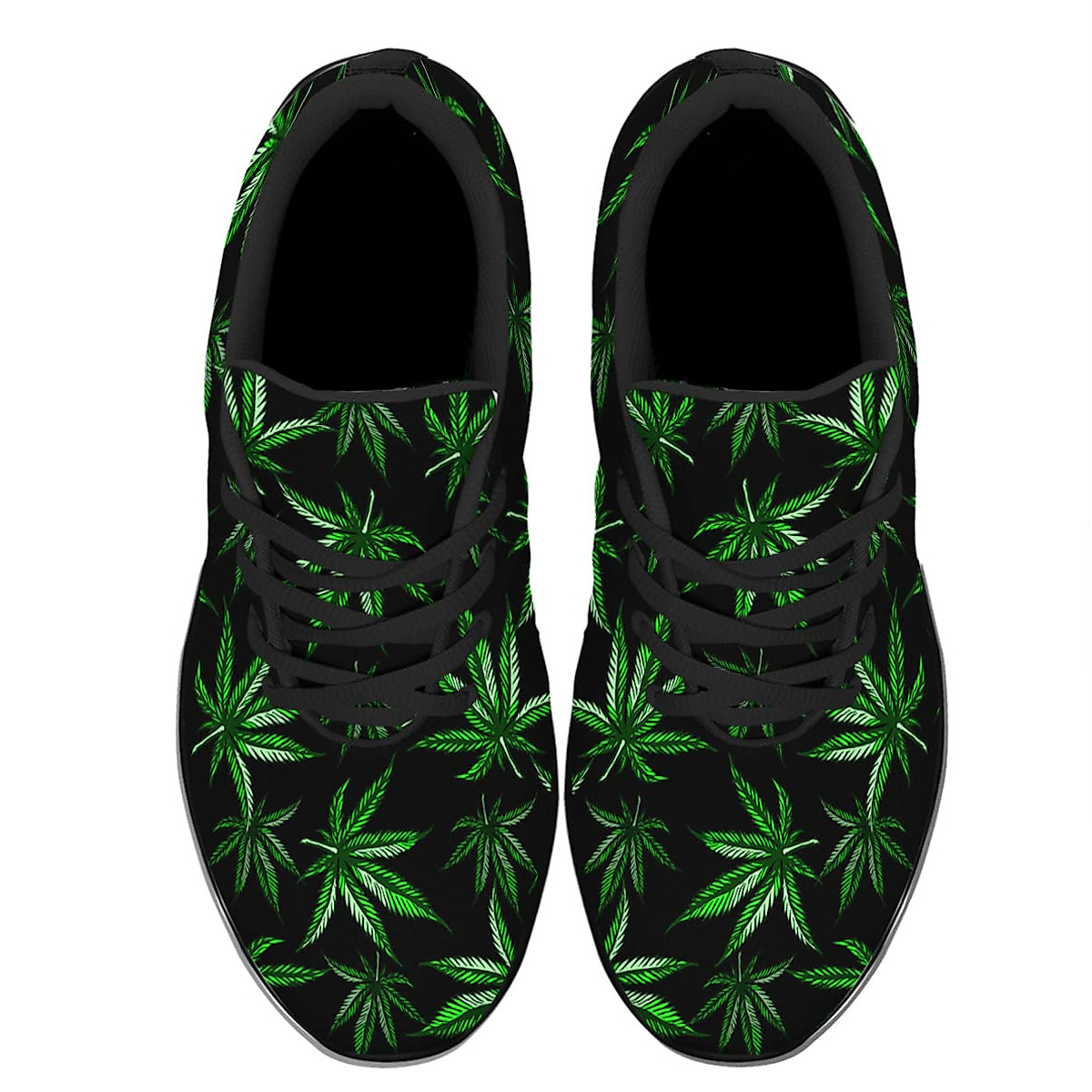 Marijuana Print Pot Leaf Weed Shoes - Men Women Lightweight Breathable Cannabis Running Sneakers, Sport Athletic Tennis Shoes, Stoner Gift Black Size 10.5