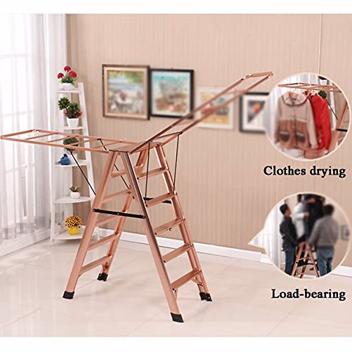 GRRICEPL Aluminum Alloy Clothes Drying Hanger Collapsible Clothes Drying Rack, Indoor Balcony Home Baby Clothes Drying Quilt Hanger for Easy Storage, No Assembly Needed (Color : B-50X15X80CM)