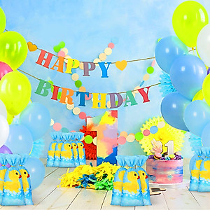 100 Pieces Yellow Duck Cellophane Treat Bags Duck Candy Bags Goodie Bags Birthday Party Favors Bags with 100 Pieces Gold Twist Ties for Baby Shower Birthday Rubber Duck Party Favors Decorations