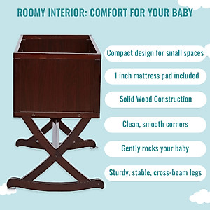 Dream On Me Luna/Haven Cradle, Wood, Espresso, 37x19x31.5 Inch (Pack of 1)