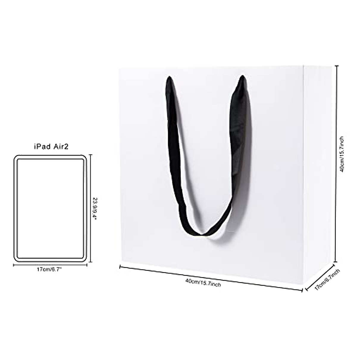 Sdootjewelry 12pcs Large White Gift Bag with Handle, 15.7''×6.7''×15.7'' Extra Large Bags for Gifts, Large White Paper Gift Bags, Shopping Bags, Retail Bags, Wedding Gift Bag, Party Favor Bag