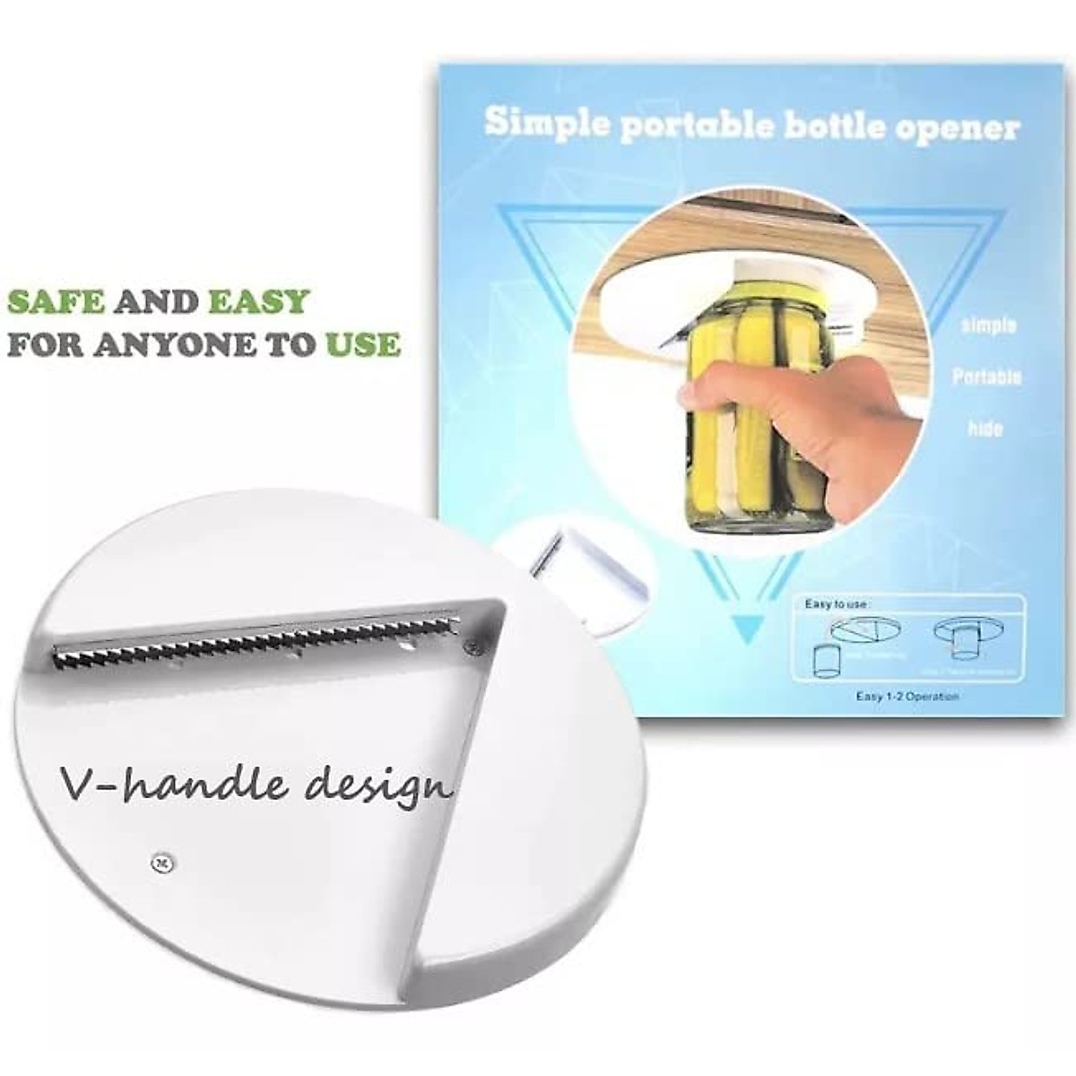 Mounted Under Cabinet Jar Opener for Weak Hands & Seniors - Single handed Jar/Bottle Opener. For any kind or size of Can or Jar. Easy Grip. Gadget for Home & Kitchen. Ideal Gift.