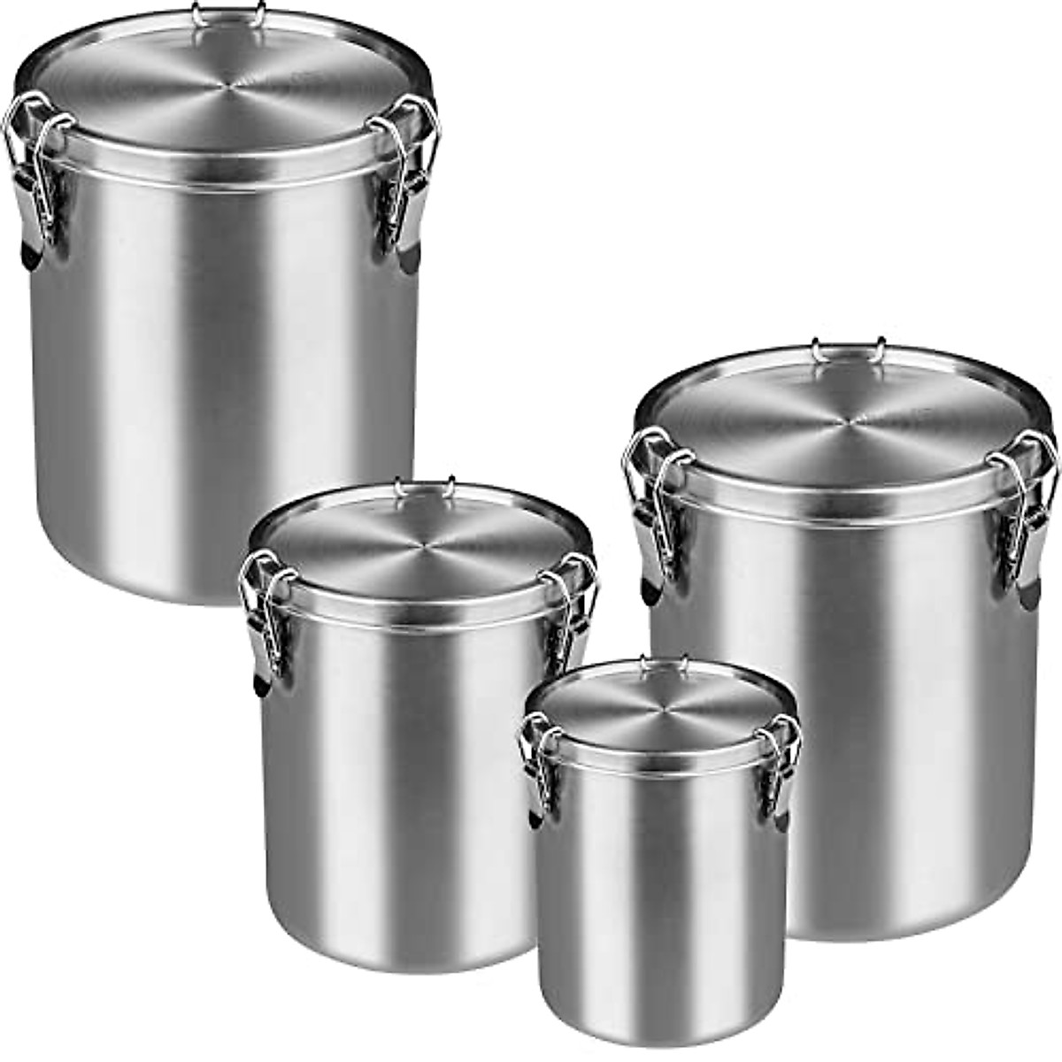 Tanjiae Bundle - 2 Items Compact Stainless Steel 100% Airtight Metal Canisters Sets for Small Kitchens