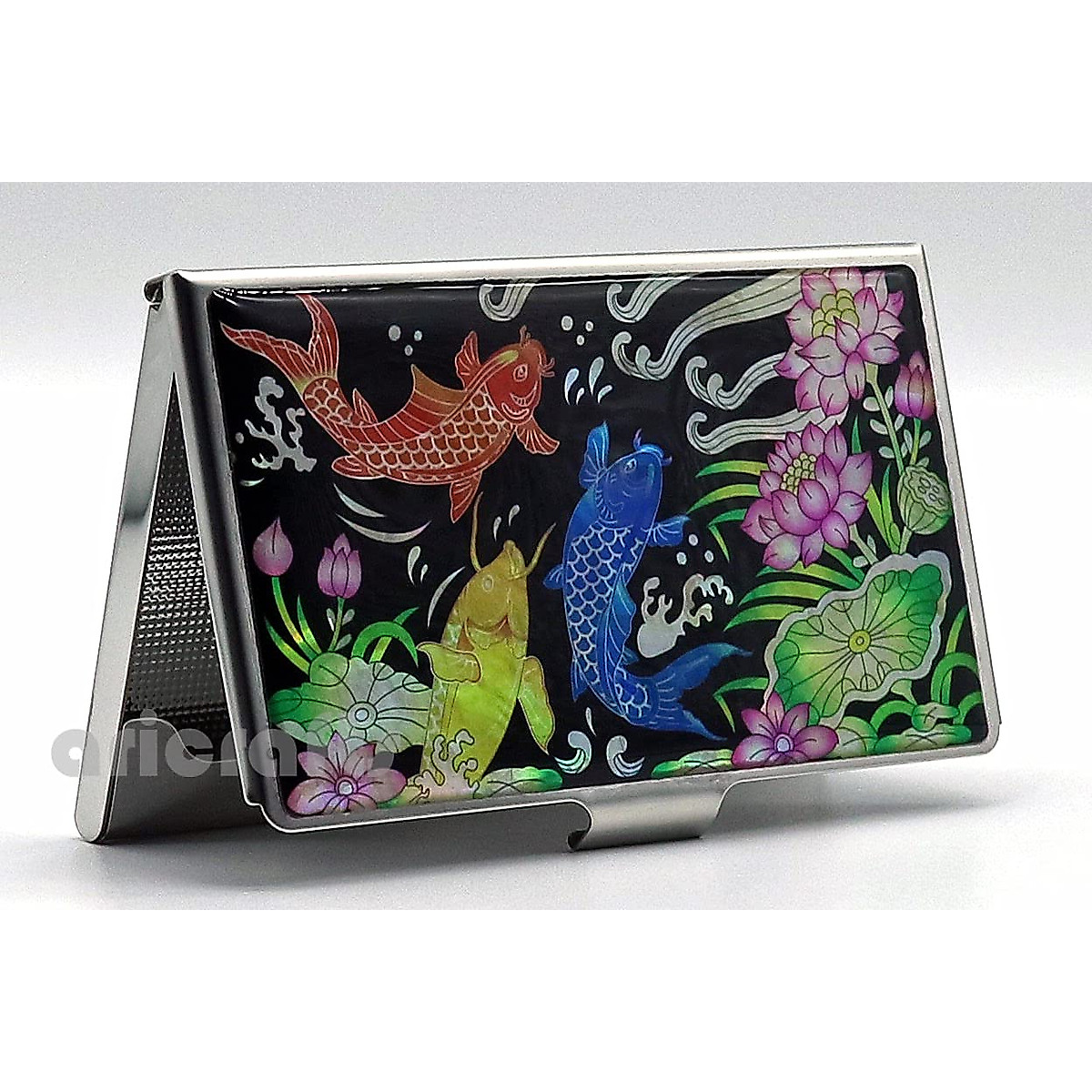 Mother of Pearl Business Card Holder Credit Card Case ID Name Card Holder Metal Card Case Money Cash Case Wallet Arabesque Design