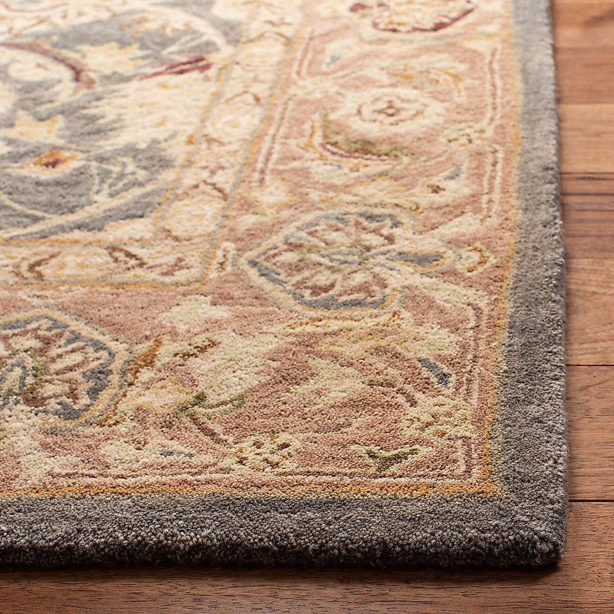 SAFAVIEH Anatolia Collection Area Rug - 6' x 9', Teal Blue & Taupe, Handmade Traditional Oriental Wool, Ideal for High Traffic Areas in Living Room, Bedroom (AN549B)