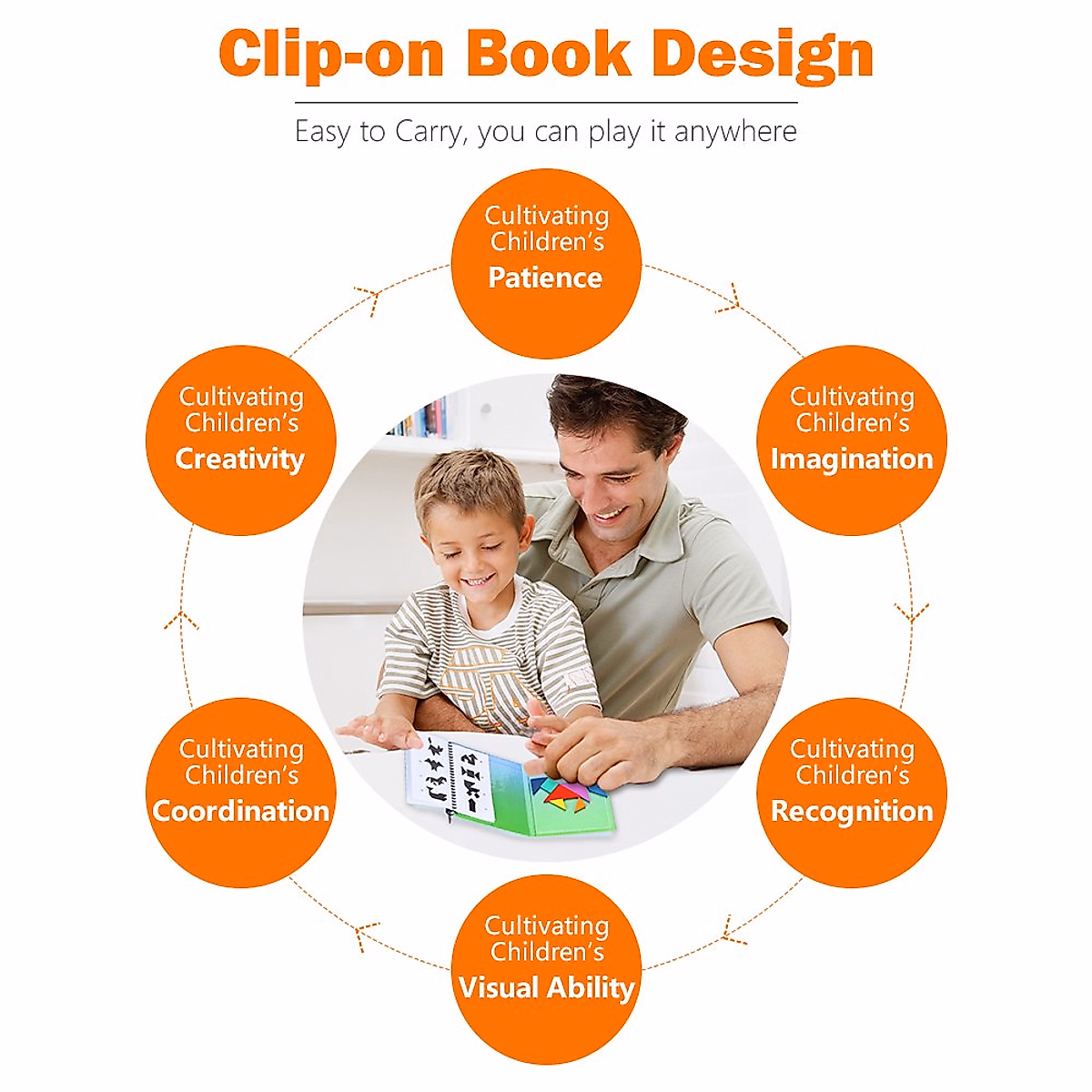 Wallxin Travel Tangram Puzzle - Magnetic Pattern Block Book Road Trip Game Jigsaw Shapes for Kids Adult Challenge IQ Educational Toy Gift Brain Teasers-2 Set of Tangrams