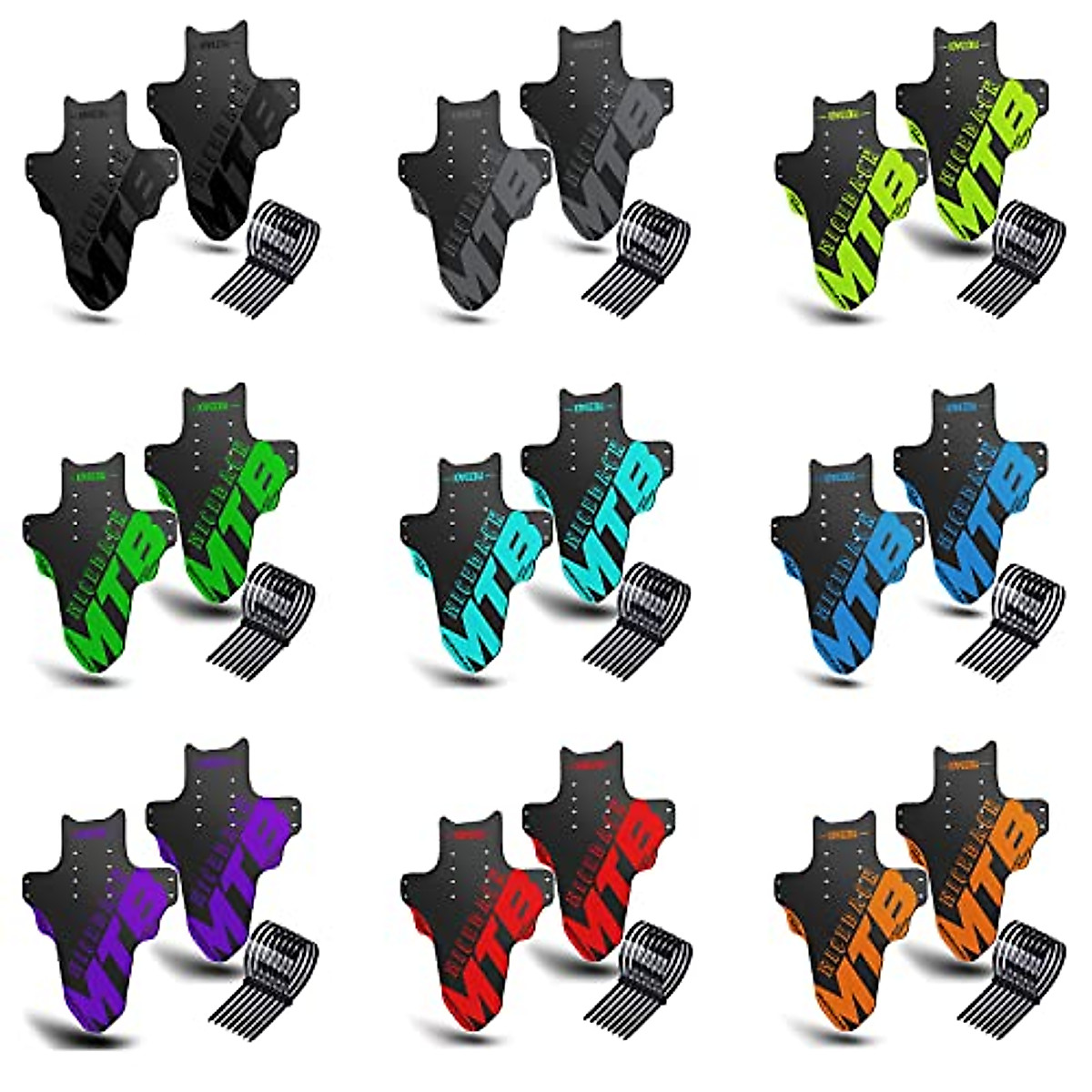 NICEDACK Mudguards Mountain Bike, 2 Pieces Mudguards Fit 20-29 Inch MTB Mudguard Front and Rear Compatible Bicycle Splash Guard (Green)