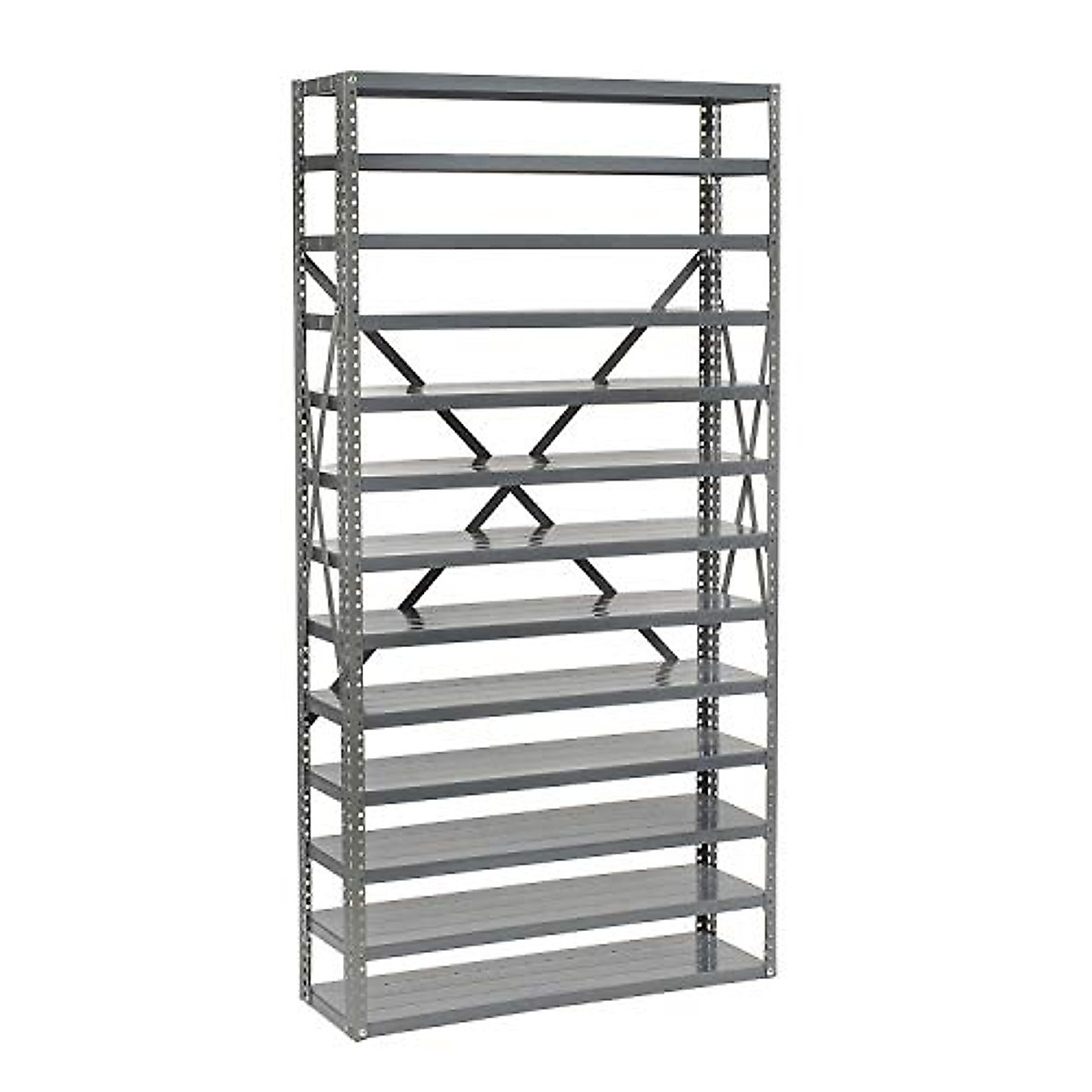Global Industrial 13 Shelf Steel Shelving with (81) 4" H Plastic Shelf Bins, Blue, 36x12x72