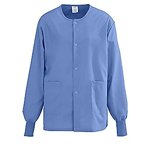 Medline AngelStat Unisex Snap-Front Warm-Up Scrub Jacket, Ciel Blue, Size Small