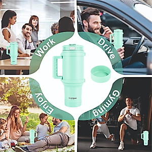 MEDA 40 oz Tumbler with Handle Foldable |Insulated, Reusable Travel Coffee Mug Stainless Steel | Perfect for Travel, Water, Iced Tea, Coffee (Green)