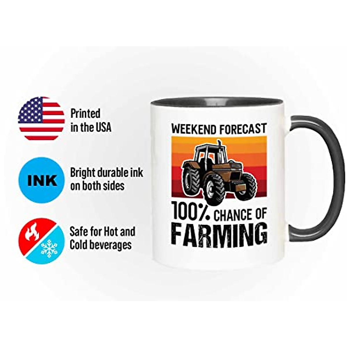 Bubble Hugs Farmer Birthday Two Tone Black Edition Coffee Mug 11oz - Forecast Farming - Dry Farming Farm ranch Market Garden Agricultural Seed Drill Acre Hay Tractor Farmer Crops