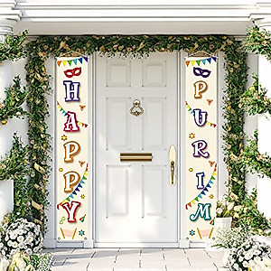 Jiudungs Purim Decoration Outdoor Happy Purim Porch Banner Purim Decor Jewish Purim Decoration and Supplies for Home