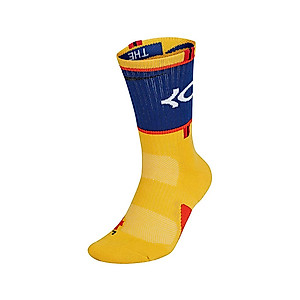 Nike Elite KD Basketball Crew Socks Large (Fits Men Size 8-12, Women 10-13) SX7860-741 Orange, Blue White
