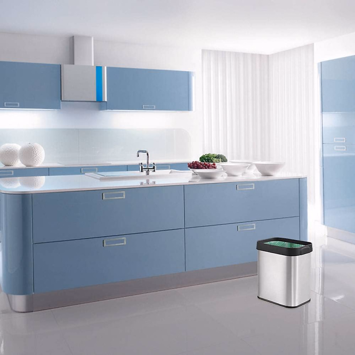 180 Organic Garbage Bags 2-3 Gallon With Handle, AURMOO Organic Trash Bags, Kitchen Food Organi Waste Bags, Bio Garbage Can Liners for Family, Office(40X59cm,Green)