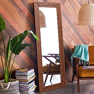 NeuType Rustic Full Length Mirror 65"x22" Large Mirror Rectangular Vintage Wood Framed Floor Mirror Full Body Mirror Hanging or Leaning Against Wall for Living Room Farmhouse, Natural