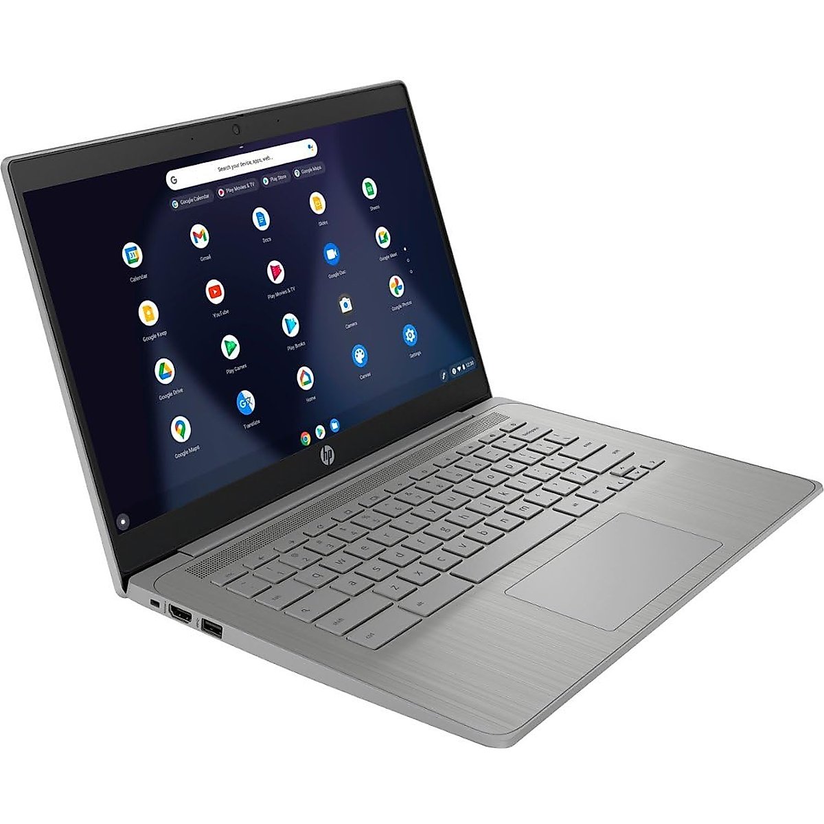 HP 2023 Newest Chromebook Laptop, 14 Inch Display, Intel Celeron N4120 Processor, 4GB RAM, 128GB Storage (64GB eMMC+64GB MSD Card), Intel UHD Graphics 600, WiFi, Bluetooth, Chrome OS, Modern Gray