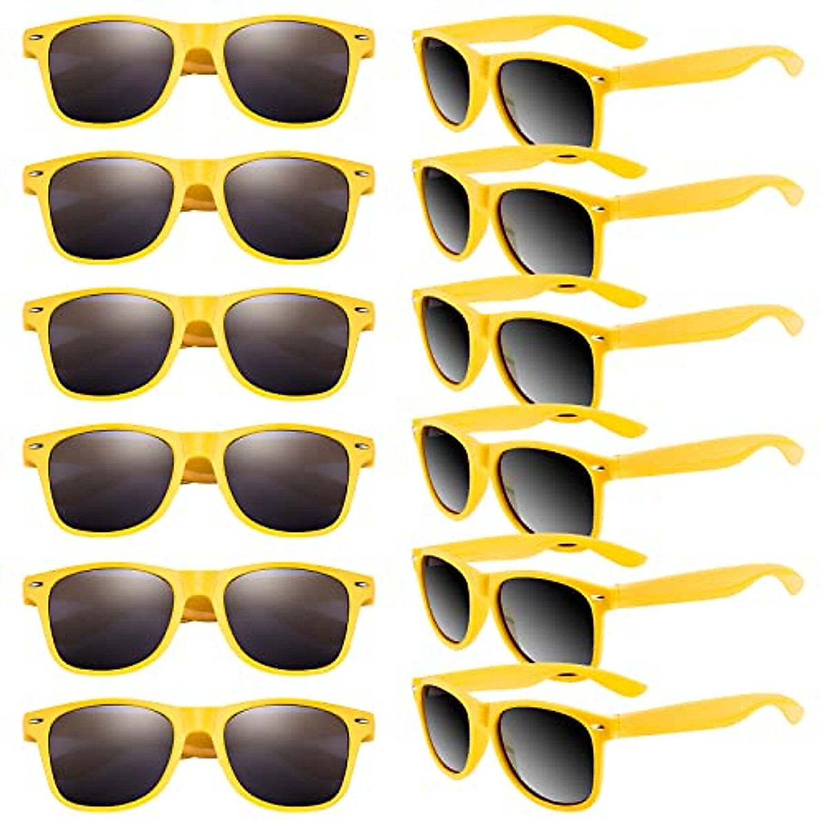 TUPARKA 12 Pack Sunglasses in Bulk School Party Goody Bag Fillers for Birthday Party Beach Pool Party, Yellow