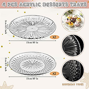 9 Pcs Acrylic Cake Stand Set Including 4 Pcs 3 Tier Cupcake Tower 4 Pcs Round Dessert Trays 1 Pcs Cake Pedestal Stand Dessert Table Cupcake Holder for Birthday Wedding Baby Shower Party Decoration