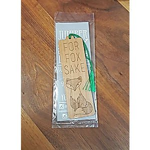 Wood Bookmark - for Fox Sake - Laser Engraved - Made in The USA - Wooden Book Mark with Green Tassel