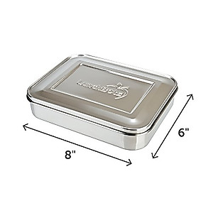 LunchBots Large Cinco Stainless Steel Lunch Container - Five Section Design Holds a Variety of Foods - Metal Bento Box - Dishwasher Safe - Stainless Lid - Stainless Steel