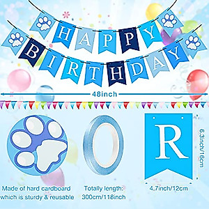 18 Pieces Dog Birthday Party Supplies, Pet Birthday Boy Bandana Dog Birthday Bandana Balloon Banner Pet Birthday Hat with 0-8 Figures Touch Ink Pad and Imprint Cards Dog Birthday Party Decorations