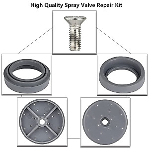 KOLLNIUN Pre-Rinse Spray Valve Repair Kit for Most Commercial Sink Faucet Dish Sprayer Touch On Kitchen Sink Faucets 1.42 GPM Spray Face Bumper and Screw Repair Part, Grey