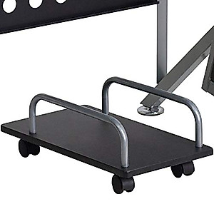 Flash Furniture Singleton Black Glass Computer Desk with Pull-Out Keyboard Tray and CPU Cart