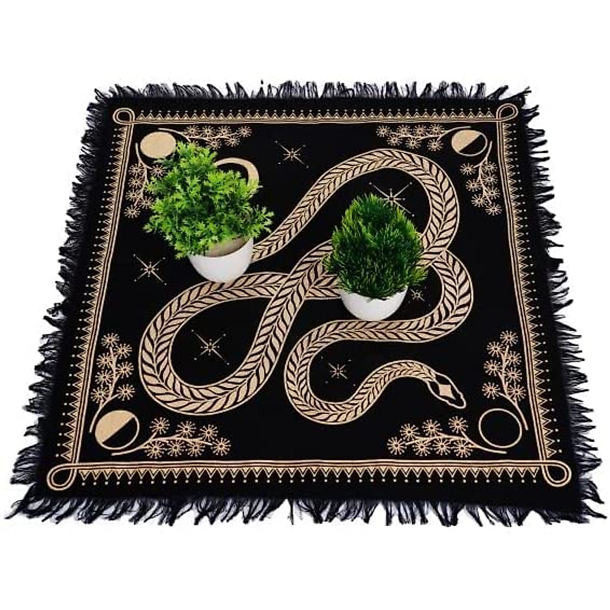 ASAV Tarot Altar Cloth Golden Snake Dragon Table Napkin Cloth Witchery Supplies Home Decor Wall Art Spiritual Witchcraft Square (18x18 Inches (46x46 Cm))
