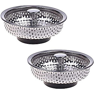 Pack of 2 Kitchen Sink Drain Strainer Basket and Stopper
