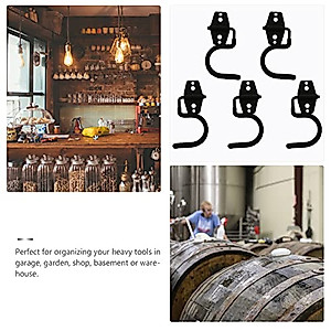 LIFKOME 5Pcs S-Type Wall Mounted Cleaning Tools Organizer Mop Broom Holder Wall Mounted Garage Tool Organizer (Black)