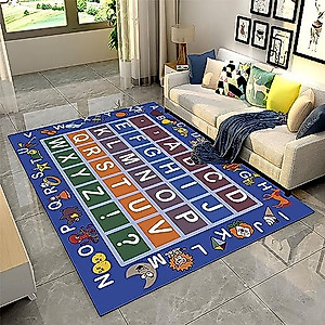 Children's Education Area Rug, 5x7ft, ABC Alphabet Animals Educational Learning & Fun Game Play Mat，Boy and Girl Kids Carpet for Kid's Room,Toddler Classroom Daycare