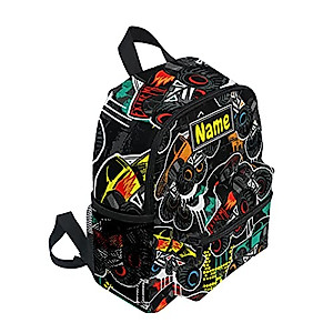 Glaphy Custom Kids Backpack for Boys Girls, Monster Truck Cars Toddler Backpack Kindergarten Elementary, Personalized Name Preschool Bookbag with Chest Strap