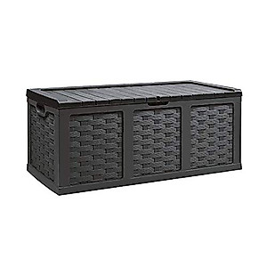 Starplast XXL Sit-On Rattan Style Storage Box: 167.5 Gallon Outdoor Plastic Bin, Weather & Water Resistant, 62.9 x 29.5 x 25 Inches, 2 Colors, 66-811