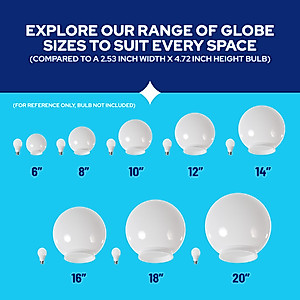 KastLite 6" White Acrylic Lamp Post Globe | Smooth Textured with 3.14" Fitter Neck | Manufactured in the USA
