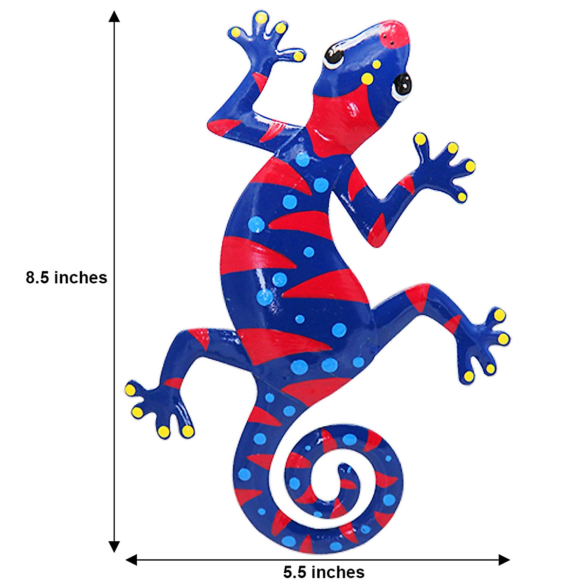 Juegoal 6 Pack Metal Gecko Wall Art Decor Inspirational Sculpture Hang Indoor Outdoor for Home Bedroom Living Room Office Garden, 9 Inches