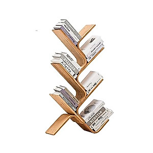 VERAMY 6 Tier Floor Standing Bookcase Storage Rack Tree Bookshelf Bamboo Book Shelf Large Capacity Bookshelf Utility Organizer Shelves Corner Bookshelf for Small Space (Color : Natural)