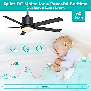 BECLOG Ceiling Fan with Light, 60" Ceiling Fans with Remote Indoor Outdoor DC Motor Modern Ceiling Fan with Light LED for Dining Room, Bedroom, Kitchen, Living Room, Patios, Farmhouse