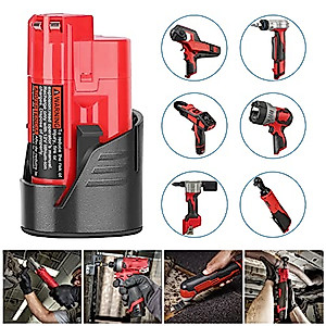 KUNLUN 2 Pack 3.0Ah 12V Battery Replace for Milwaukee M12 Battery Lithium Compatible for Milwaukee 12-Volt Battery 48-11-2411 48-11-2420 48-11-2401 48-11-2402 Cordless Tools